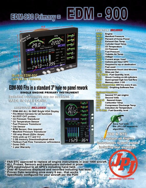 JP Instruments EDM-900 Engine Monitor | Pacific Coast Avionics